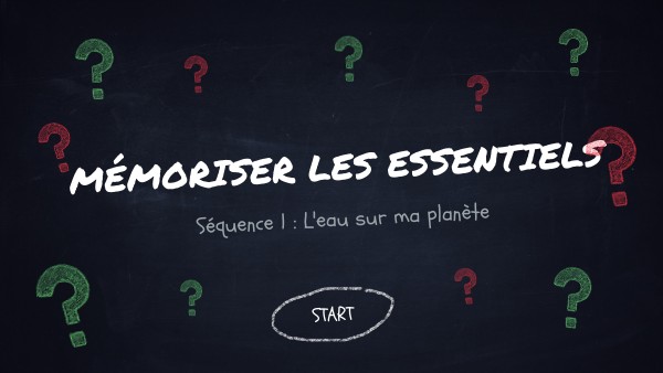 Mémorisation S1 l'eau sur ma planète
