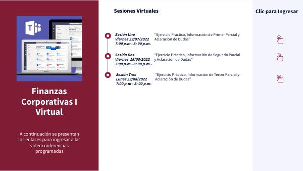 Enlaces Clases Sincrónicas en Microsoft Teams
