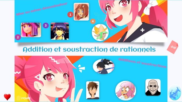 Rationnels 4 : addition et soustraction de fractions | Genially