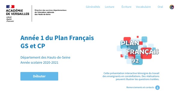 Année 1 du Plan Français - DSDEN 92 | Genially