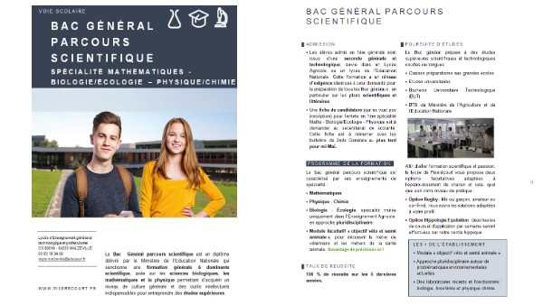 le Bac G, parcours scientifique - Lycée agricole de Pixérécourt