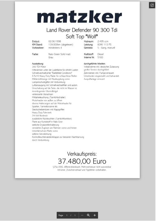 Land Rover Defender 90 300 Tdi Soft Top "Wolf"