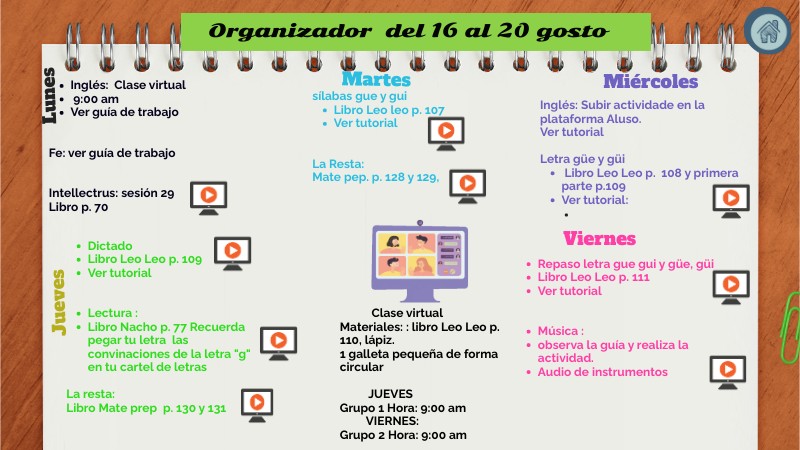 Prepa A organizador del 16 al 20 de agosto | Genially