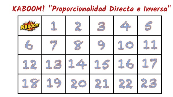 Kaboom!_Proporcionalidad Directa e Inversa_1ºESO | Genially