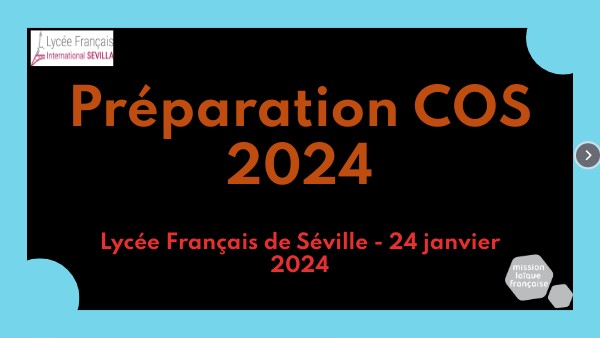 Préparation - COS 2024