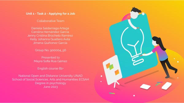 Unit 1 - Task 2 - Applying for a Job | Genially