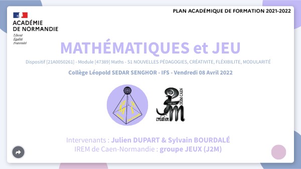 2022-2023 Formation MATHÉMATIQUES et JEU | Genially