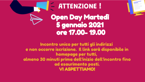 5 gennaio Open Day | Genially