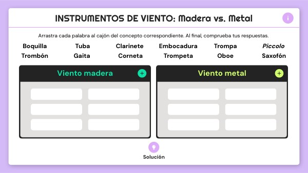 INSTRUMENTOS DE VIENTO: Madera vs. Metal | Genially