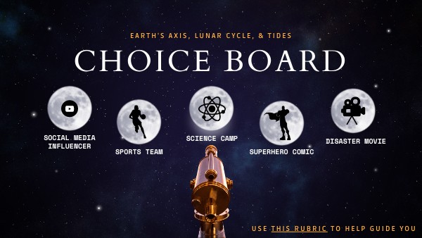 Axis, Lunar Cycle, Tides Choice Board