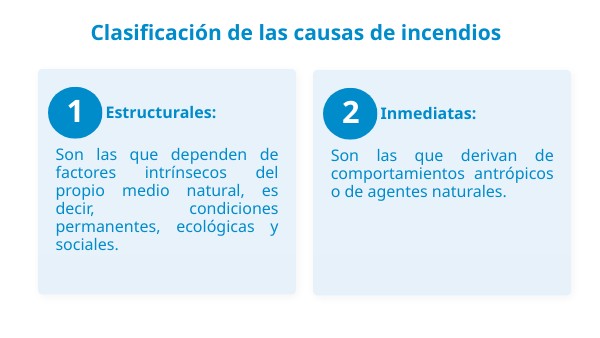Clasificación de las causas de los incendios