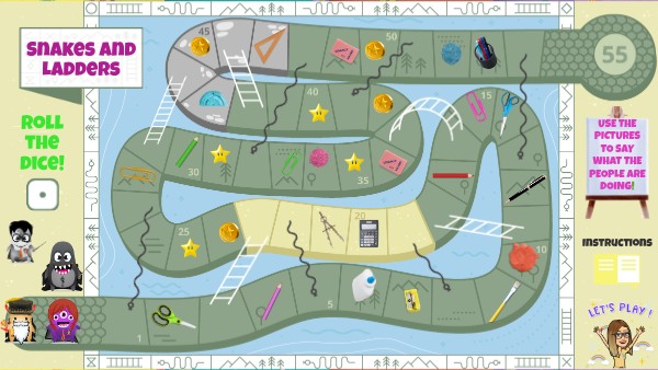 SNAKES AND LADDERS present continuous | Genially