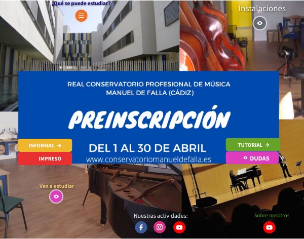 Preinscripción Real Conservatorio Manuel de Falla | Genially