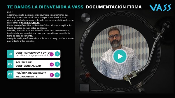 Firma de documentación WELCOME VASS