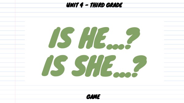 3 - UNIT 4 - IS HE...? IS SHE...? - GAME | Genially