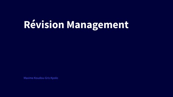 Révision Management