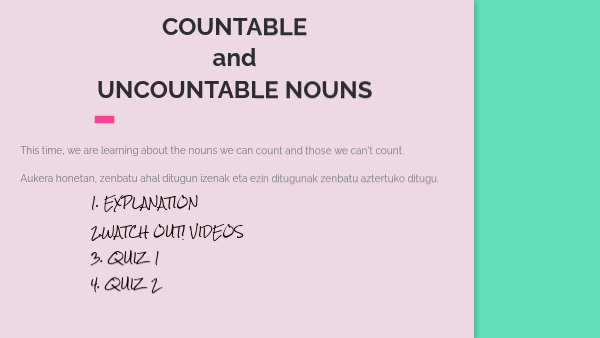 Countable/uncountable nouns | Genially