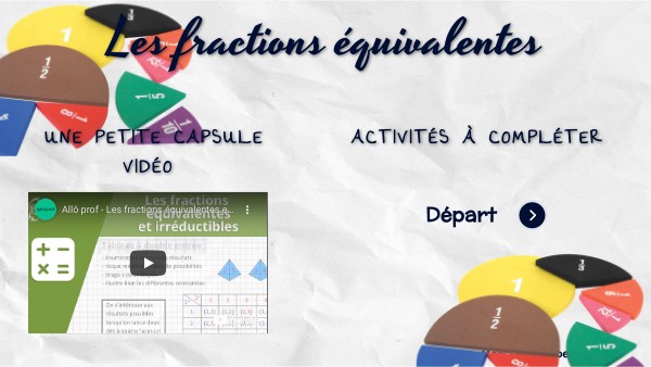 Fractions équivalentes Dossier 1 | Genially