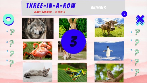 Three-in-a-row: animals | Genially
