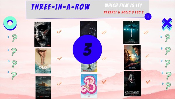 Three-in-a-row: films | Genially