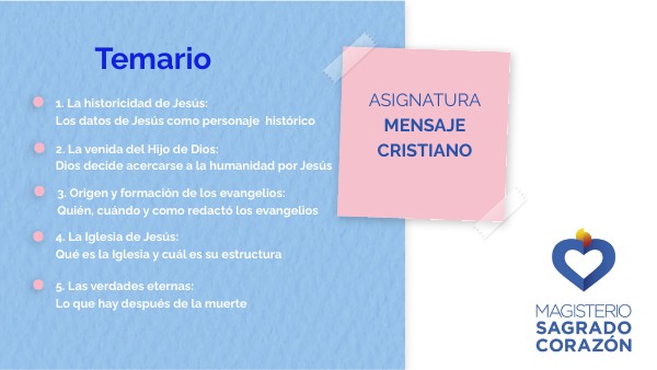 Temario Mensaje cristiano