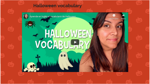 Halloween vocabulary video | Genially
