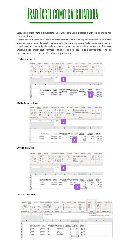 Usar Excel como calculadora