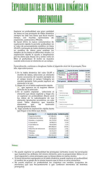Explorar datos de una tabla dinámica en profundidad | Genially
