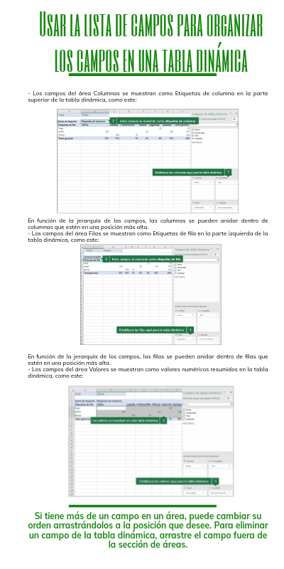 Usar la lista de campos para organizar los campos en una tabla dinámic ...