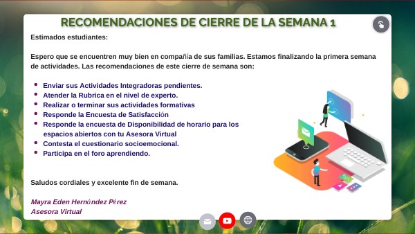 M10S2 RECOMENDACIONES CIERRE DE SEMANA 1 | Genially