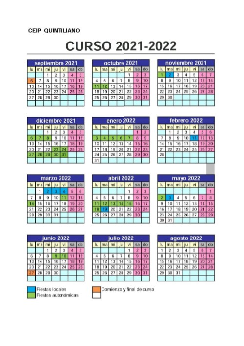 Calendario escolar 21-22 | Genially