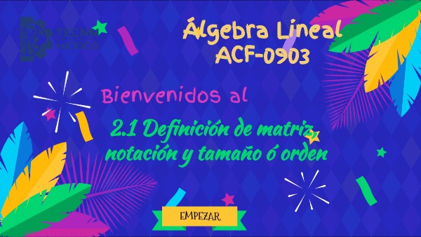 Tema 2.1 Definición de matriz, notación y tamaño ó orden | Genially