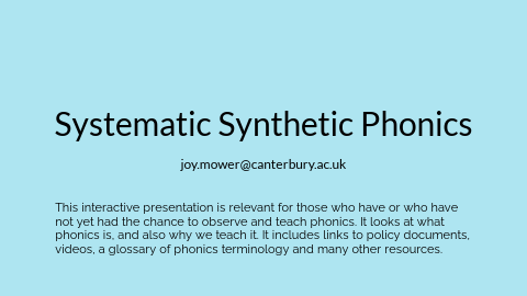 Systematic Synthetic Phonics: an introduction | Genially