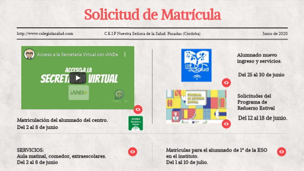 Matriculación junio 2020 | Genially