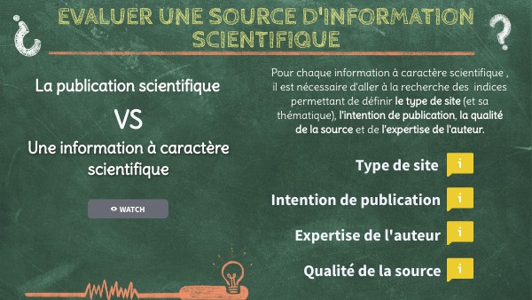 Evaluer une source d'information à caractère scientifique | Genially