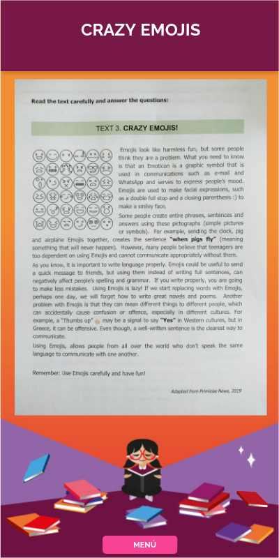 CRAZY EMOJIS READING COMPREHENSION