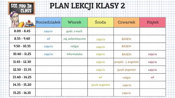 Plan lekcji - klasa 2 | Genially