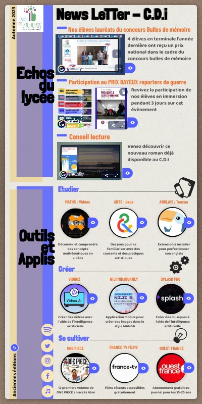 NewsLetter CDI - Automne 2023 | Genially