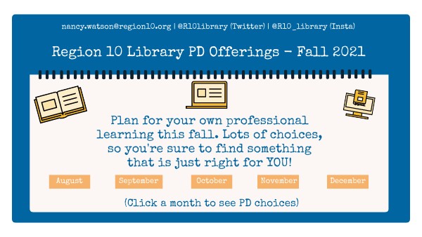 Library PD Calendar Fall 2021 | Genially