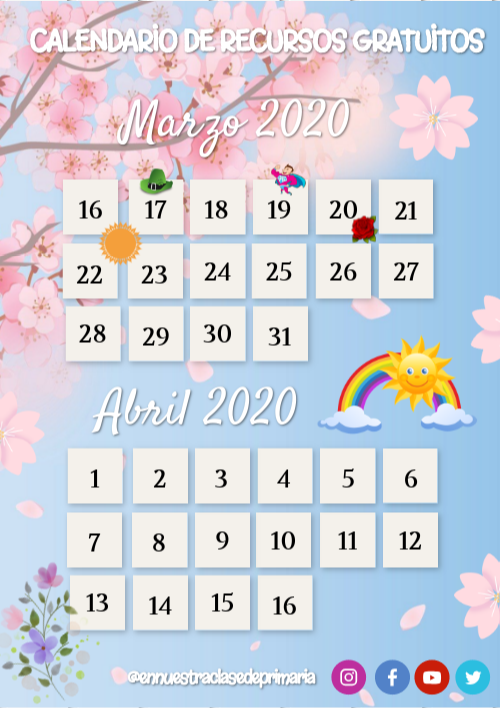 CALENDARIO DE RECURSO GRATUITOS PARA LA CUARENTENA | Genially