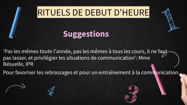 Rituels pour cours de langues