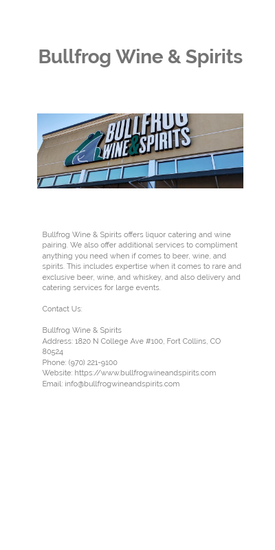 Bullfrog Wine & Spirits