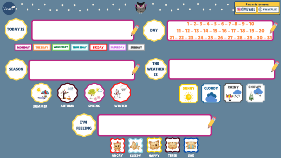 CALENDARIO INTERACTIVO ESCRITURA | Genially