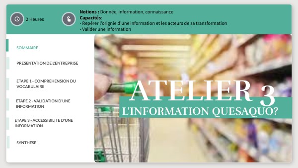 Atelier 3 - L'information quésaquo?