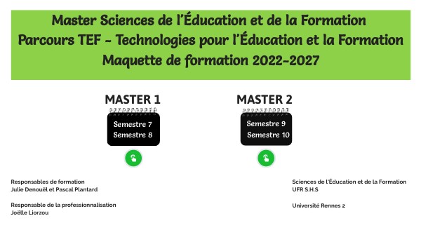 Maquette / programme TEF 22-27 | Genially