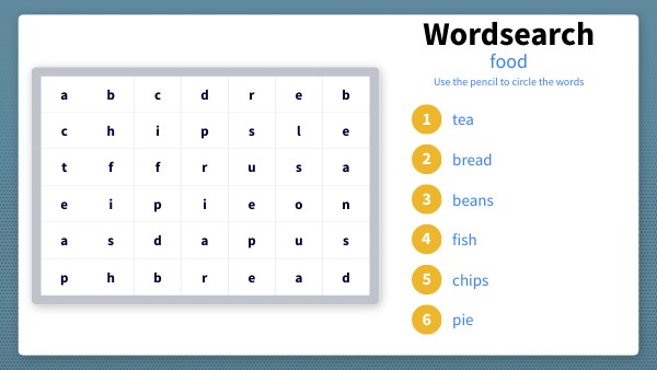 wordsearch with data from spreadsheet