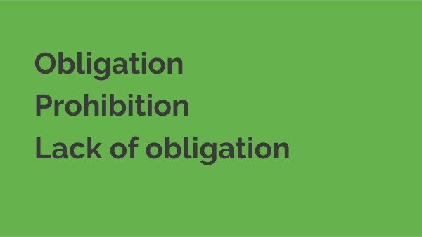 Obligation Prohibition Lack of obligation | Genially