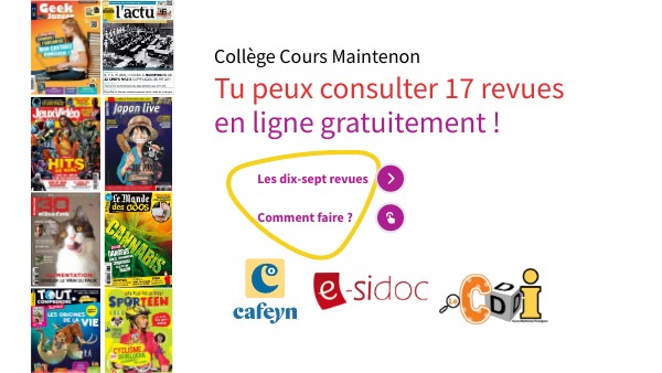 Les revues de Cafeyn Collège | Genially