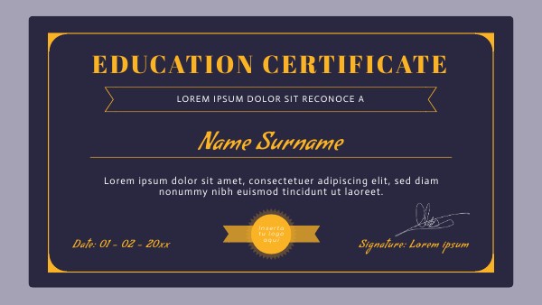 EDUCATION CERTIFICATE | Genially