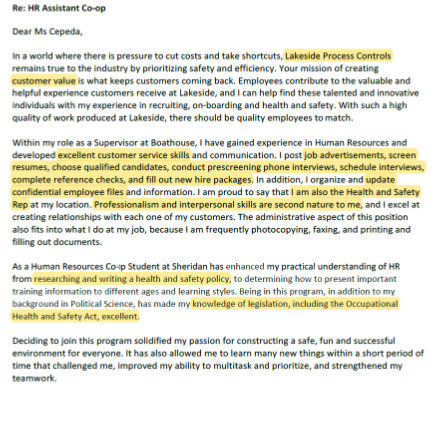 Targeted Cover Letter